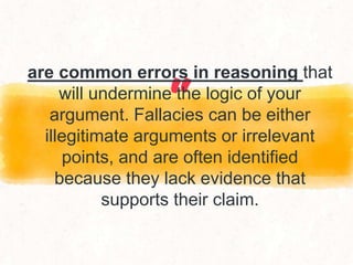 Logical-Fallacies.pptx | Educational Assessment | Education