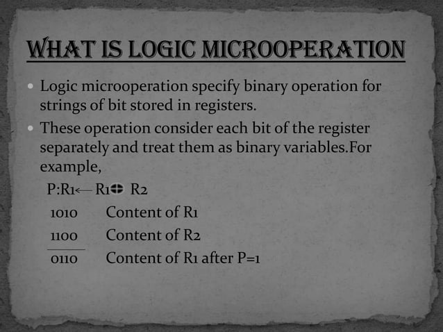 Logical and shift micro operations | PPTX | Programming Languages | Computing