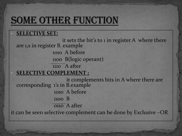 Logical and shift micro operations | PPTX | Programming Languages ...