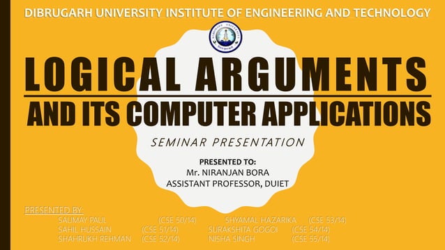 Logical arguments and its computer applications. | PPSX