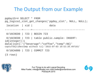 Fun Things to do with Logical Decoding | ODP