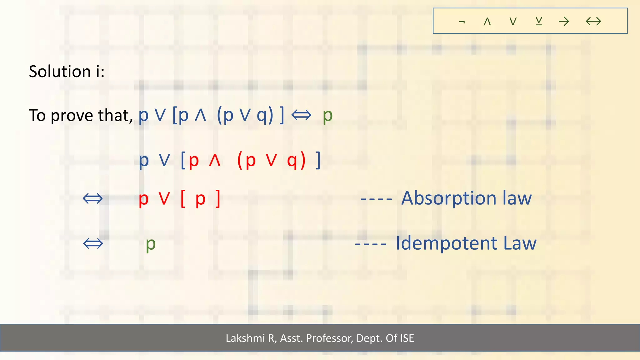 Logical equivalence, laws of logic | PDF