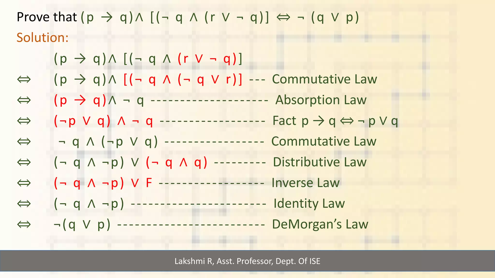 Logical equivalence, laws of logic | PDF