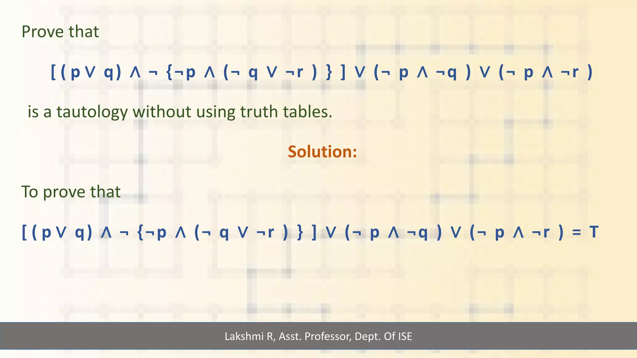 Logical equivalence, laws of logic | PDF