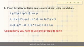 Logical equivalence, laws of logic | PDF