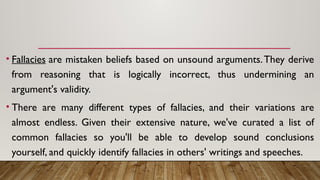 Logical fallacies and everything that needs | PPTX