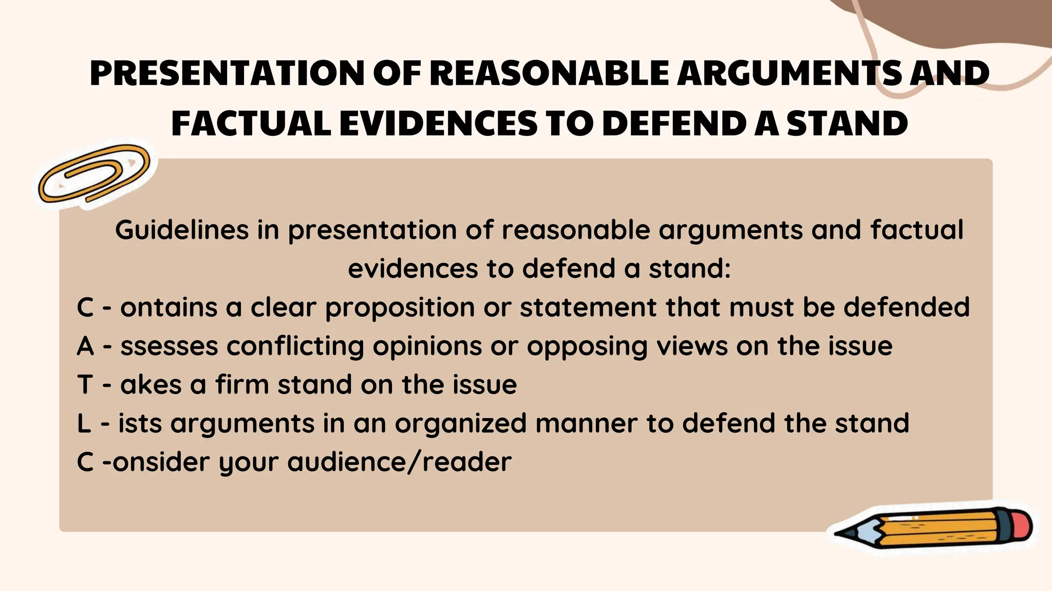 Logical Fallacies and Arguments and Factual Evidences to Defend a Stand.pptx