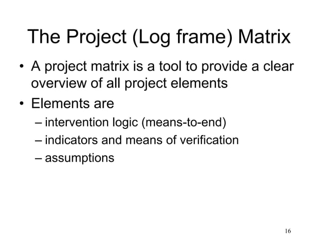lecture about project management: Logical Framework.ppt