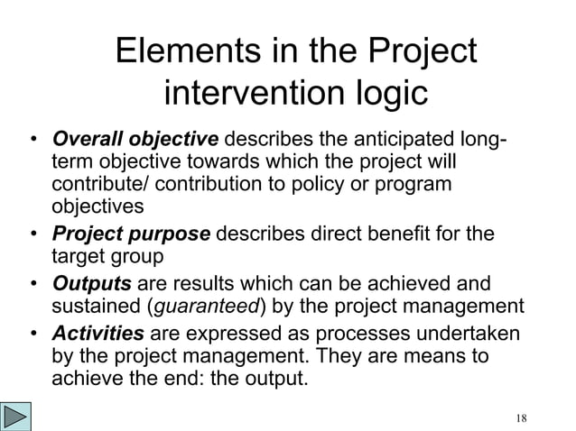 lecture about project management: Logical Framework.ppt