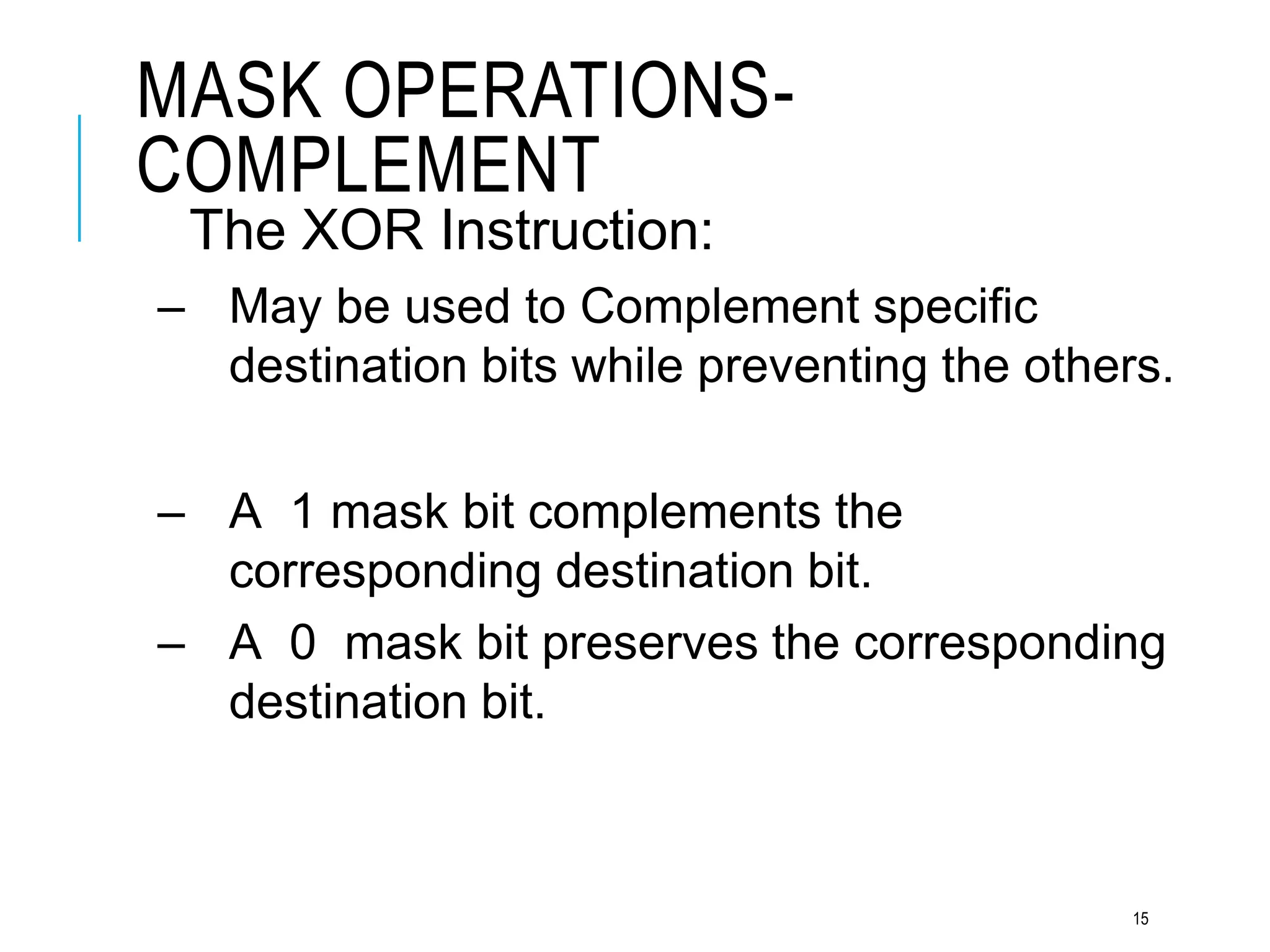 Logical instructions (and, or, xor, not, test) | PPTX