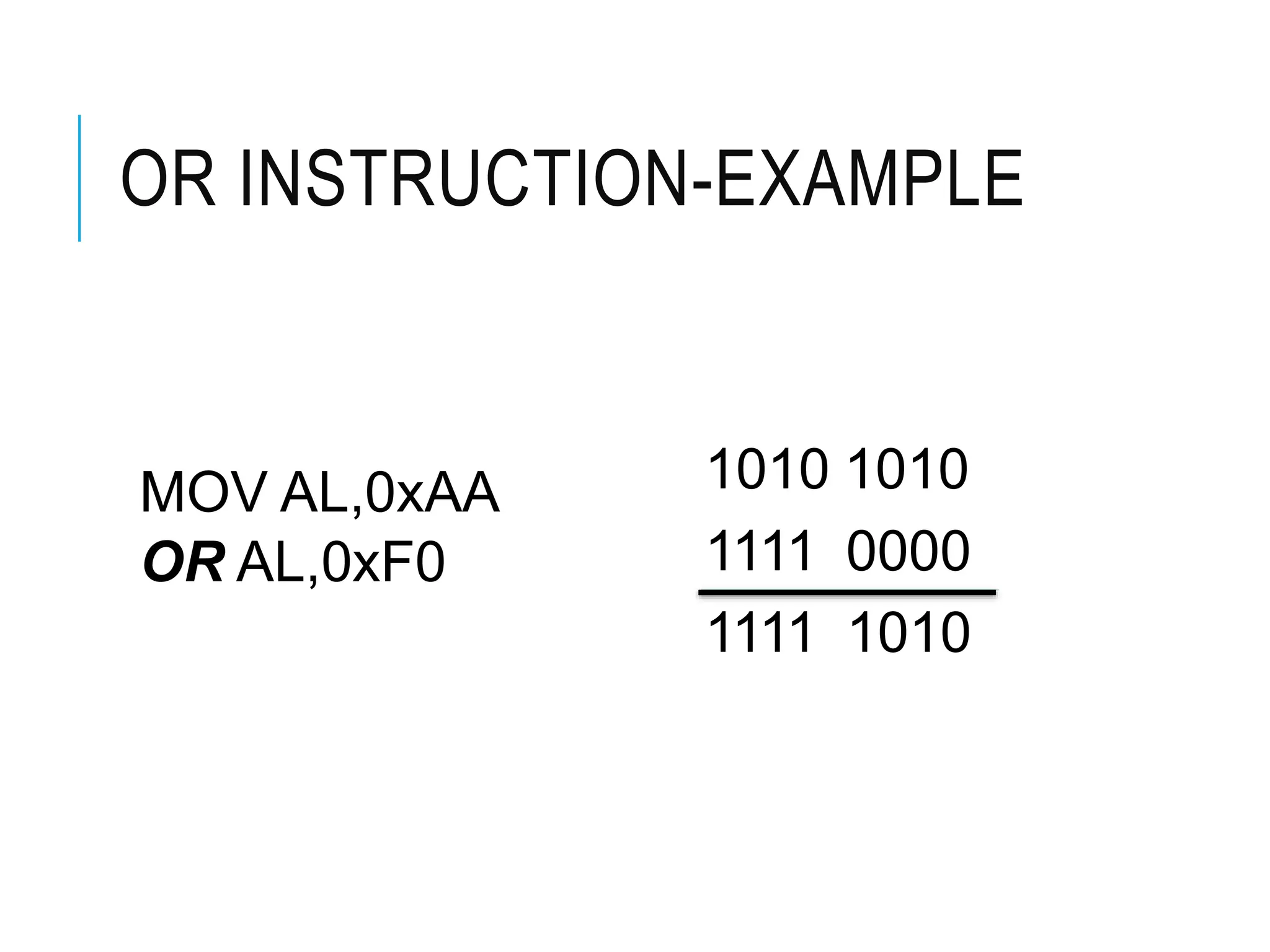 Logical instructions (and, or, xor, not, test) | PPTX