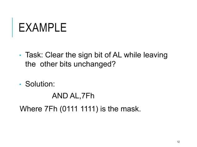 Logical instructions (and, or, xor, not, test) | PPTX
