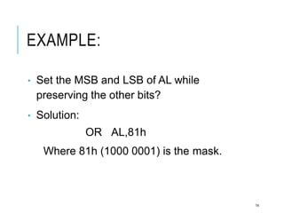 Logical instructions (and, or, xor, not, test) | PPTX