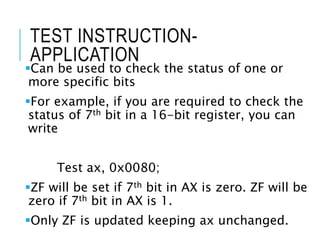 Logical instructions (and, or, xor, not, test) | PPTX