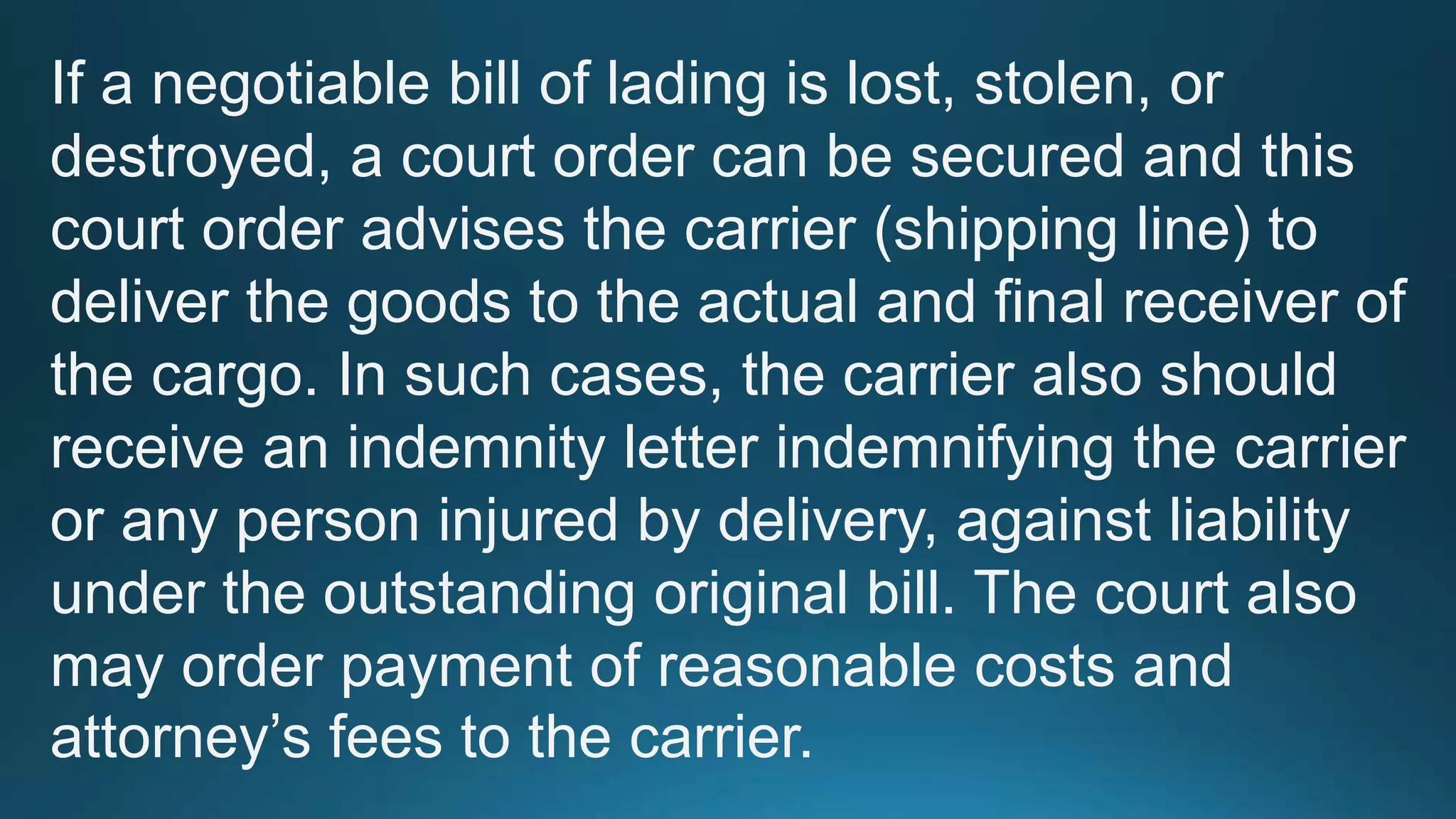 WHAT TO DO WHEN THE ORIGINAL BILL OF LADING IS LOST? | PPTX