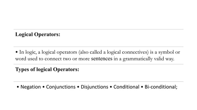 LOGICAL OPERATOR | PPTX | Programming Languages | Computing LOGICAL OPERATOR | PPTX | Programming Languages | Computing