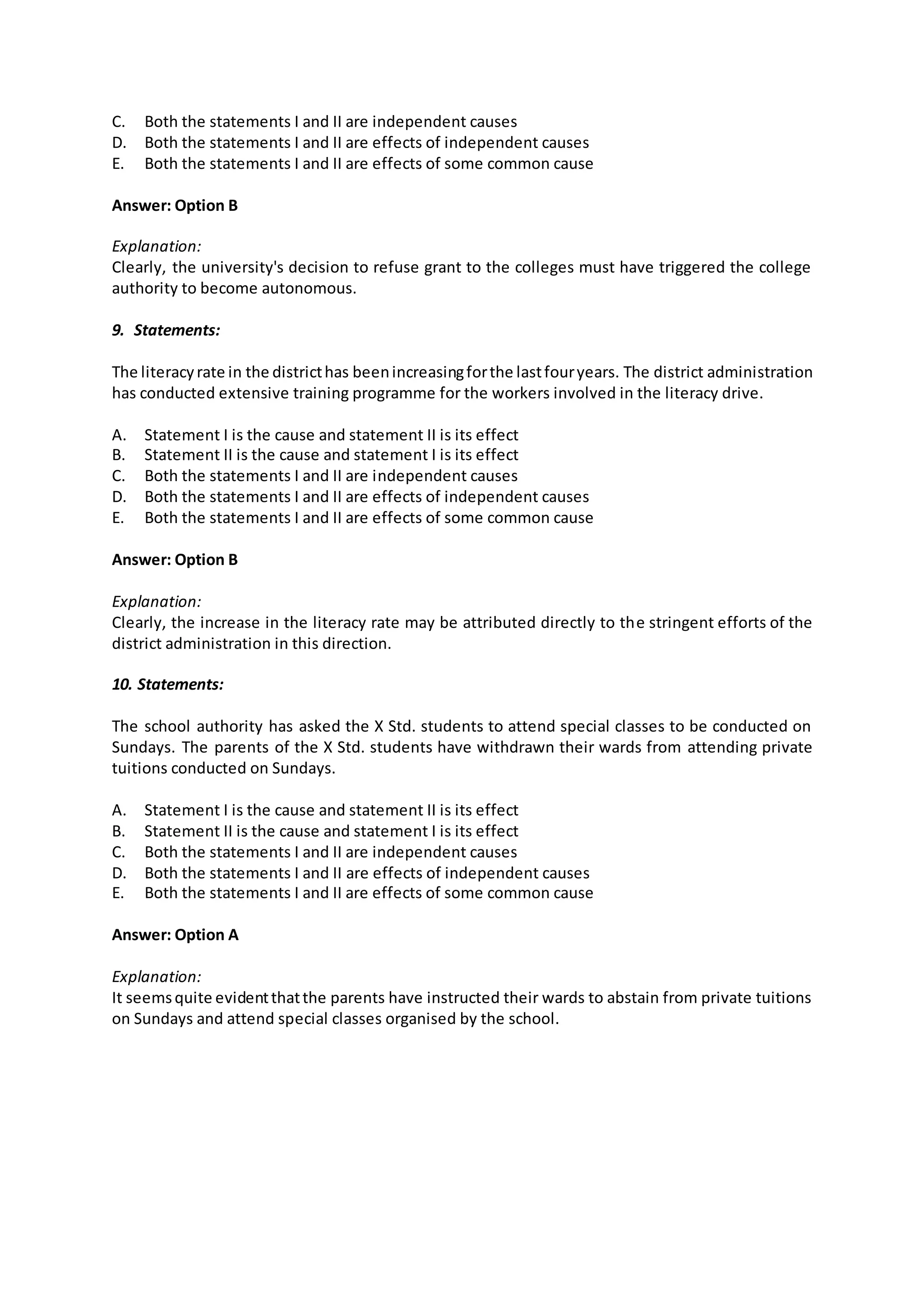 Logical reasoning cause and effect | DOCX