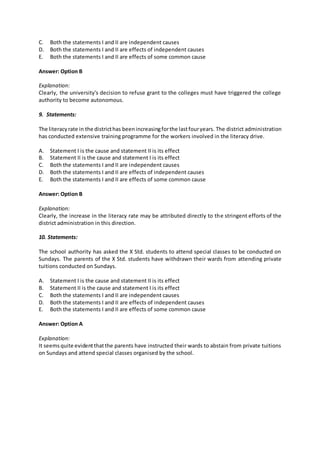 Logical reasoning cause and effect | DOCX