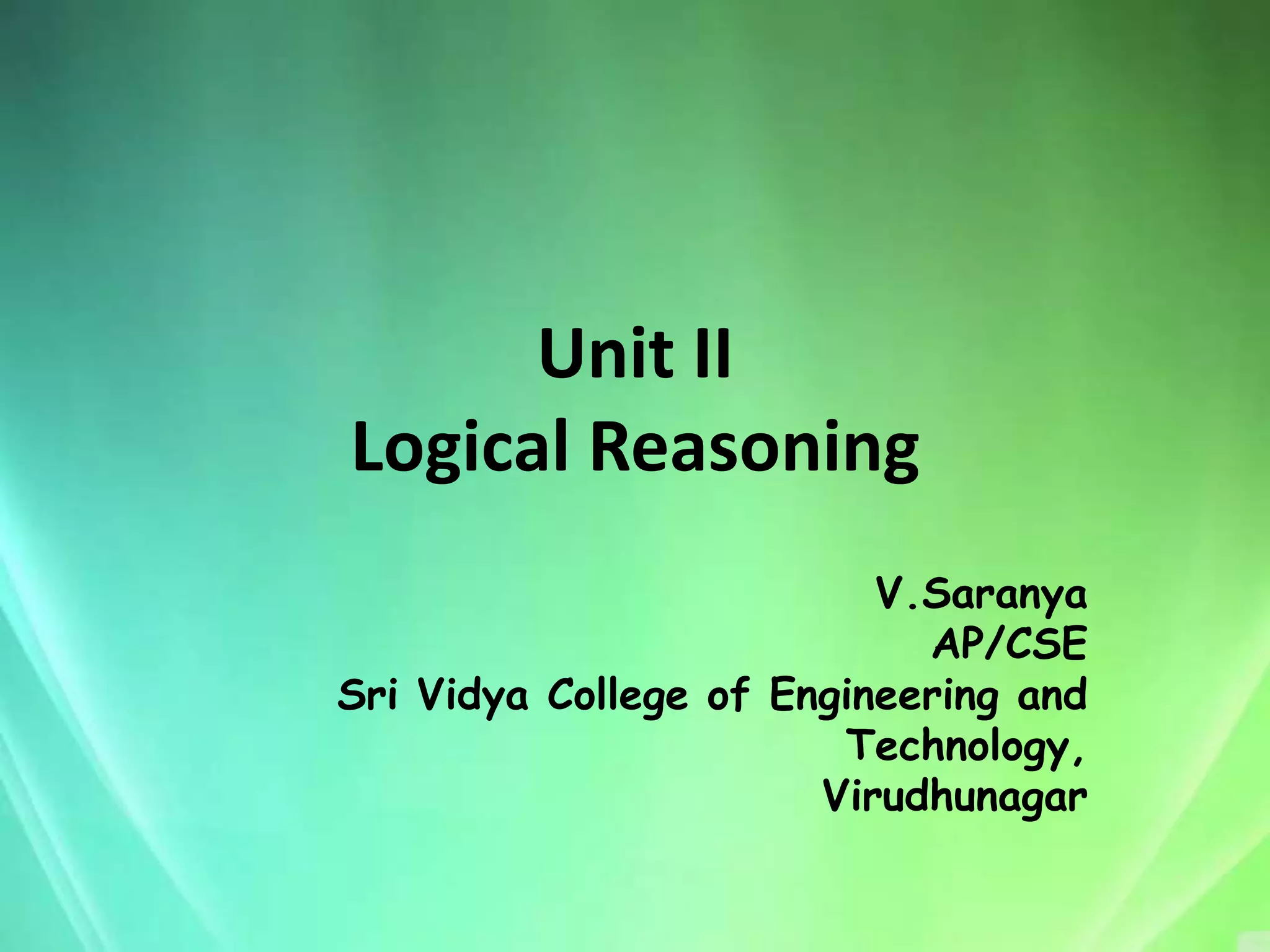 Logical reasoning 21.1.13