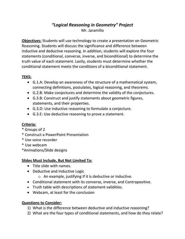 Logical Reasoning In Geometry | PDF