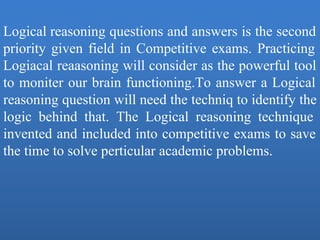 Logical reasoning questions and answers | PDF