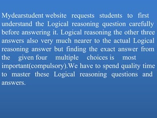 Logical reasoning questions and answers | PDF