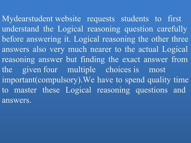 Logical reasoning questions and answers | PDF