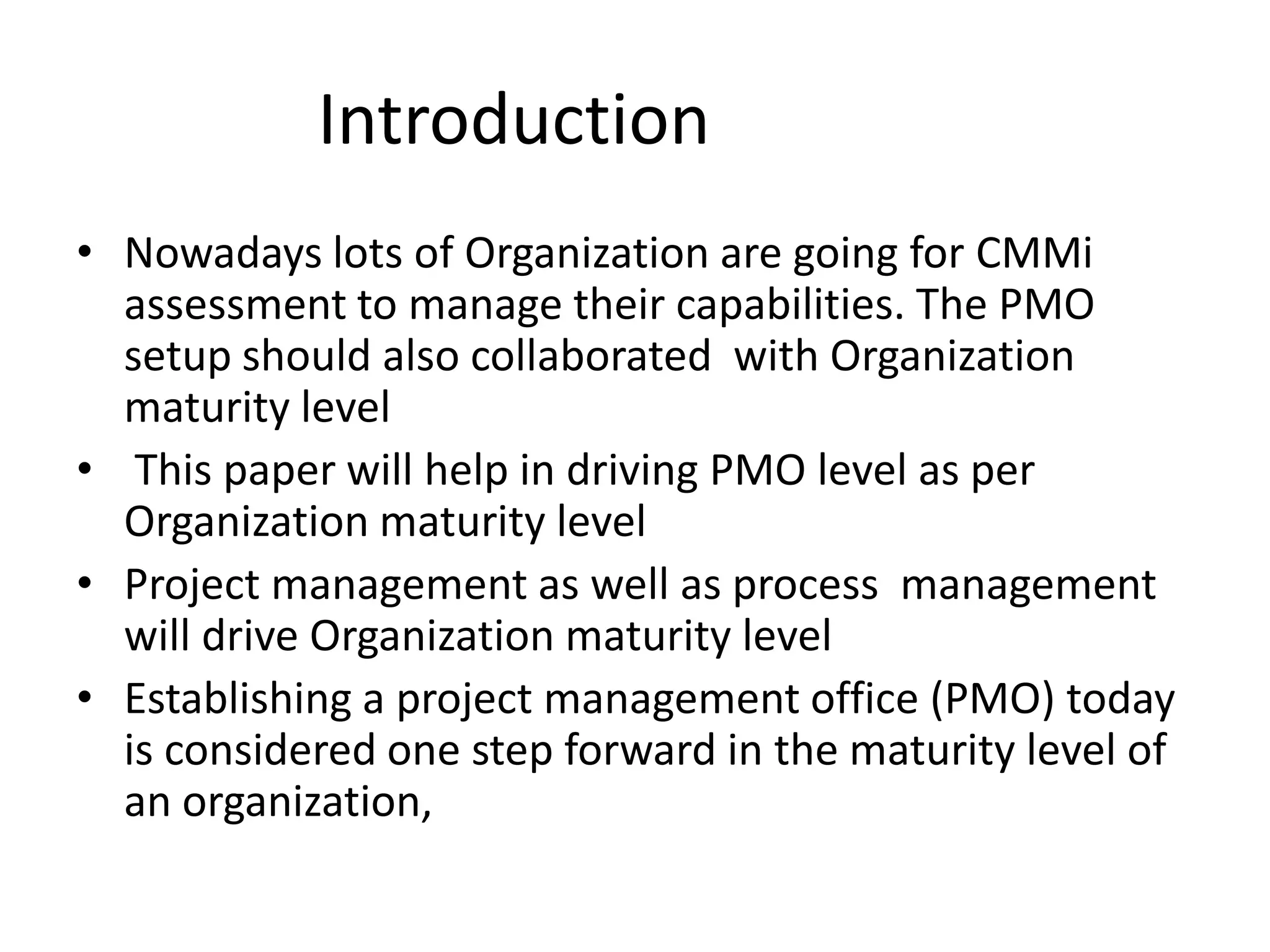 Integrated roadmap for Developing PMO with CMMi Prospective | PPTX | IT ...