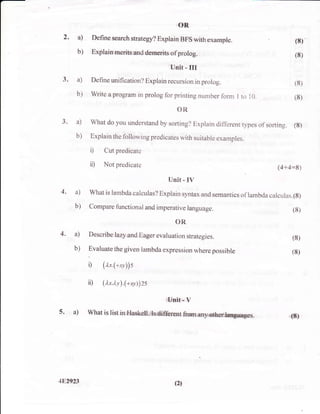 Logic and Functional Programming Paper (RTU IV Semester) | PDF