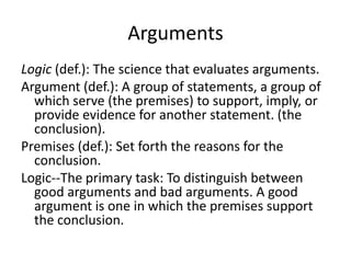 Logic arguments and_fallacies | PPTX