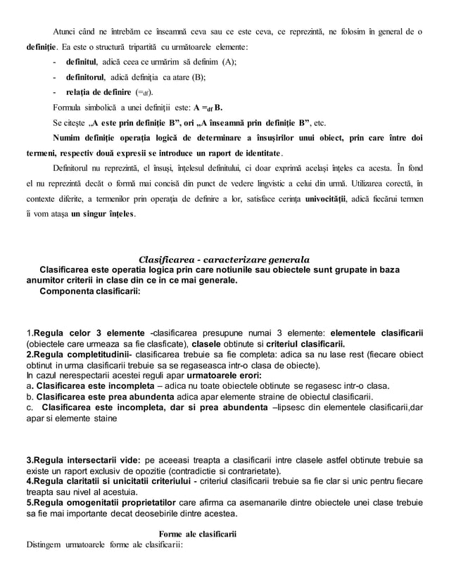 Logica si argumentare - rezumat | DOC