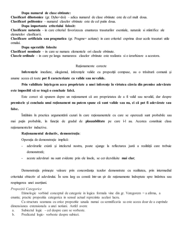 Logica si argumentare - rezumat | DOC