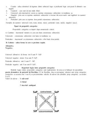 Logica si argumentare - rezumat | DOC