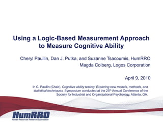 Logic based reasoning test paullin et al 2010 | PPT