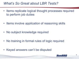 Logic based reasoning test paullin et al 2010 | PPT