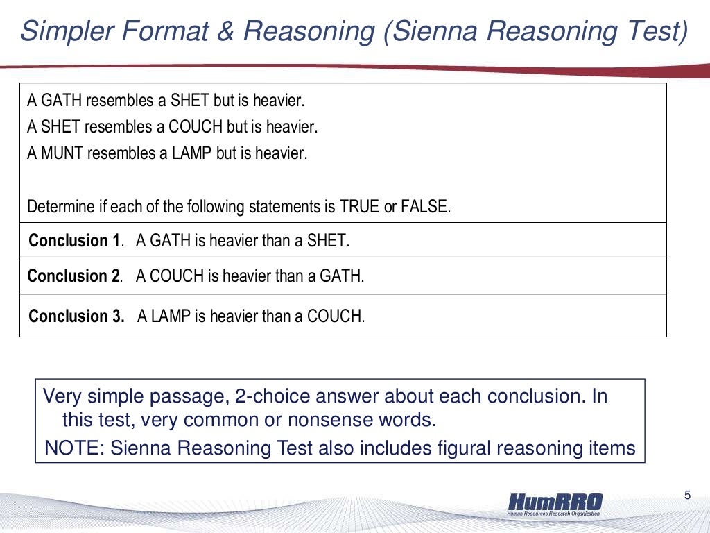 Logic based reasoning test paullin et al 2010
