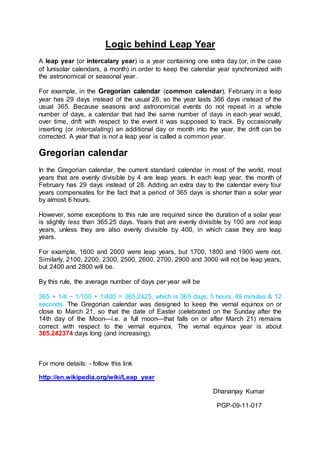 Logic behind leap year | DOCX