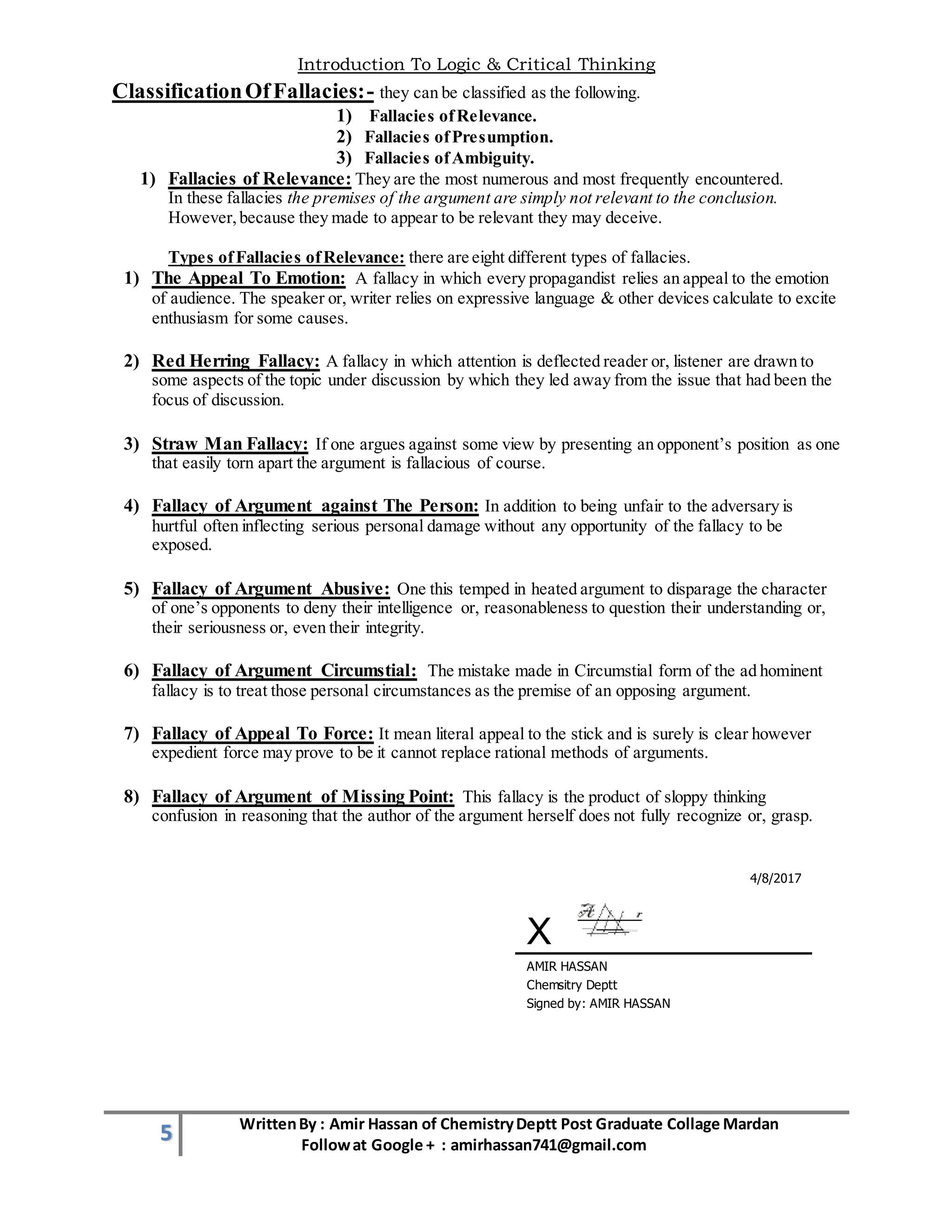 Logic & critical thinking | DOCX