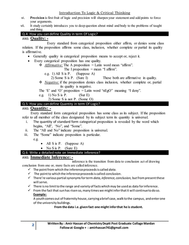 Logic & critical thinking | DOCX | Educational Assessment | Education
