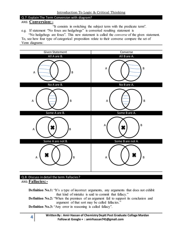 Logic & critical thinking | DOCX | Educational Assessment | Education