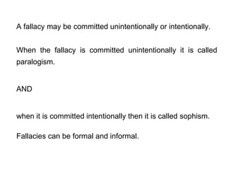 Logic & critical thinking (fallacies unit 3) | PPT