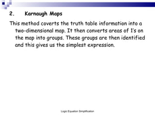 Logic Equation Simplification | PPT