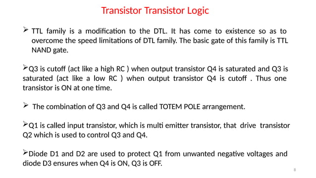 Introduction to digital logic families - TTL, CMOS logic, interfacing CMOS and TTL | PPTX