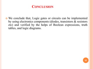 Logic gate implementing without using ICs by Nimay Giri | PPTX