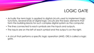 Logic gates - AND, OR, NOT, NOR, NAND, XOR, XNOR Gates. | PPTX