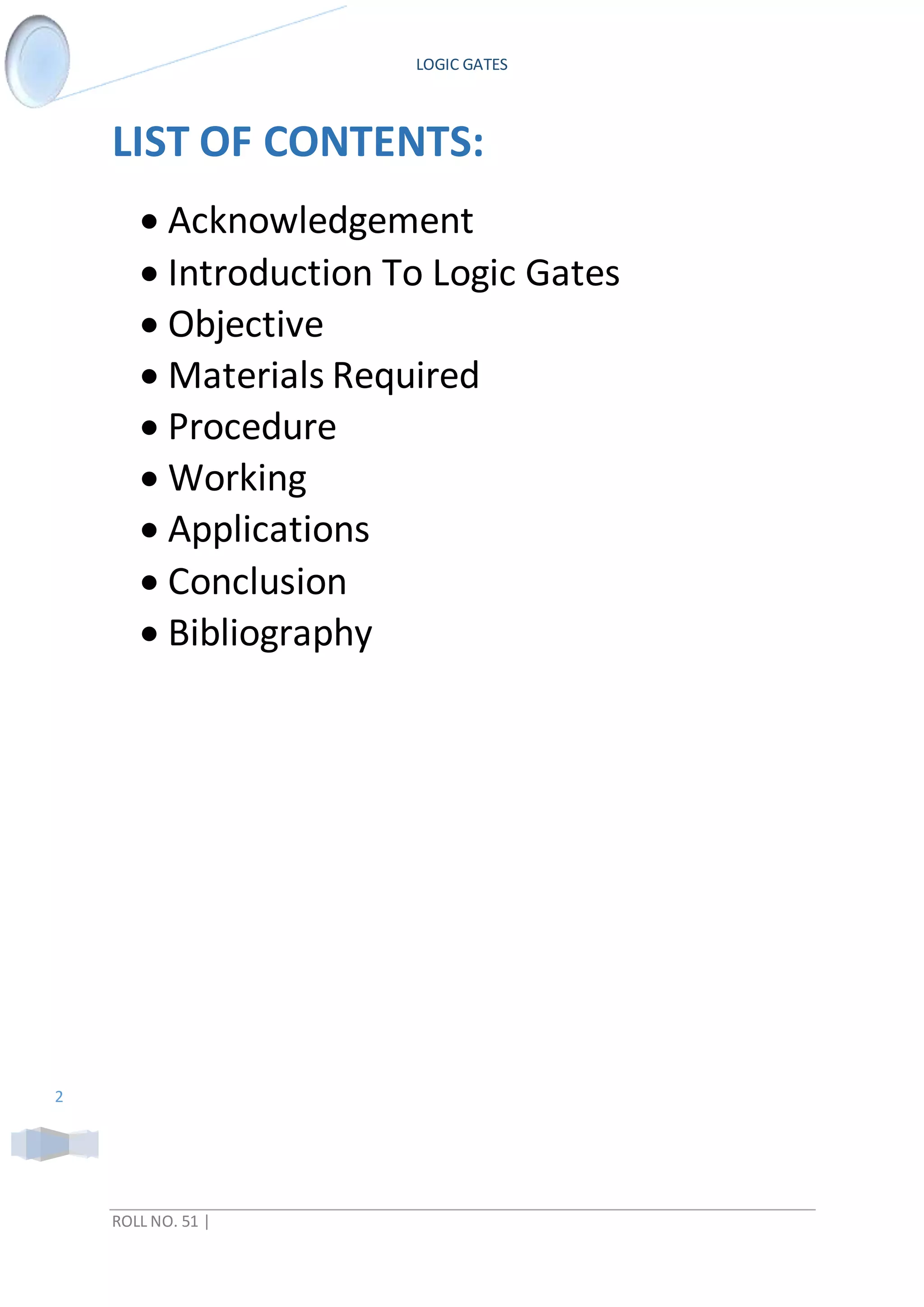 Logic gates 12th standard ivestigatory project | DOCX