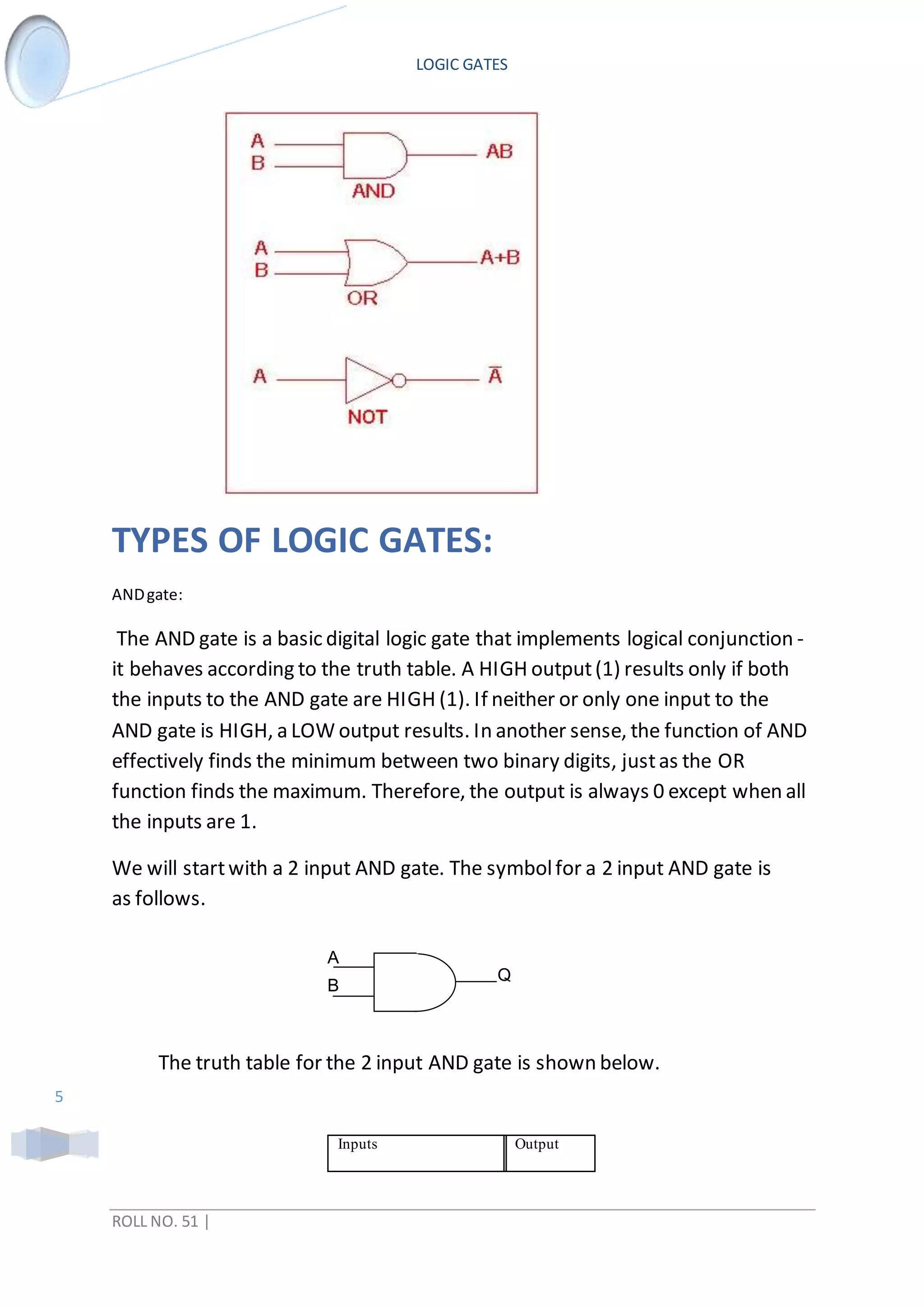 Logic gates 12th standard ivestigatory project | DOCX