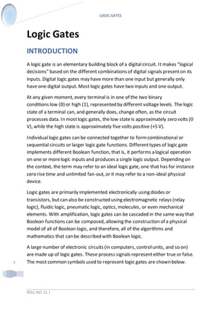Logic gates 12th standard ivestigatory project | DOCX