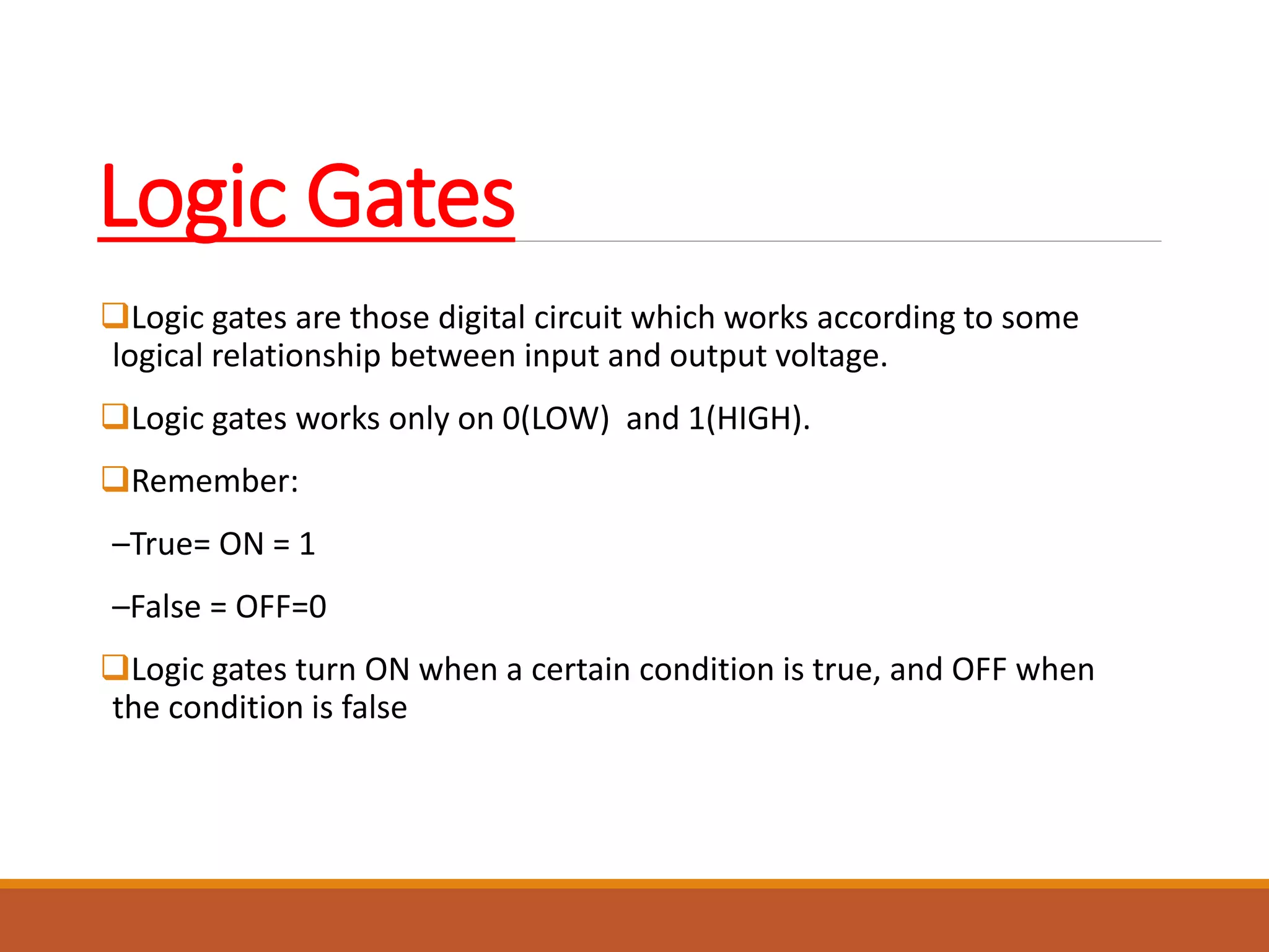 Logic gates digital electronics | PPT