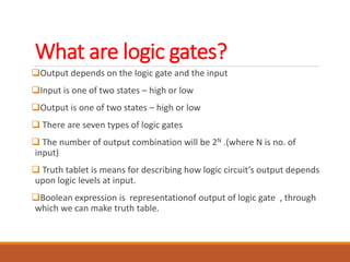 Logic gates digital electronics | PPT